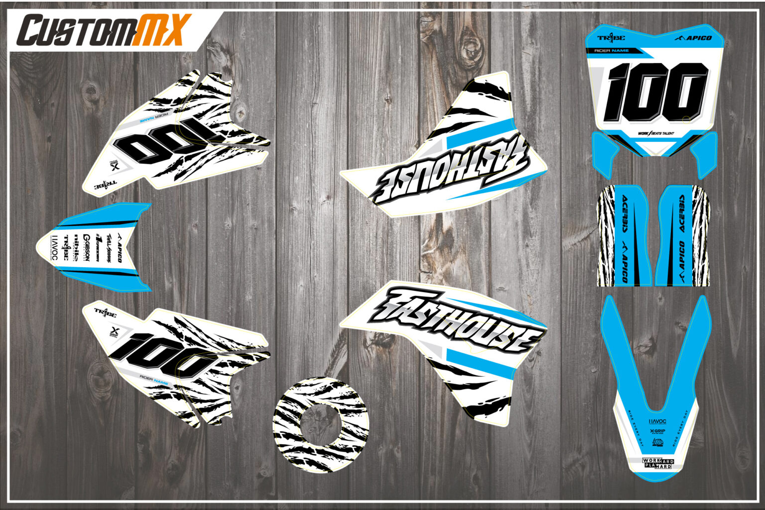 Scramento (Cyan) Series – Funbikes MXR 1000/1300/1500/1600 Graphics Kit ...