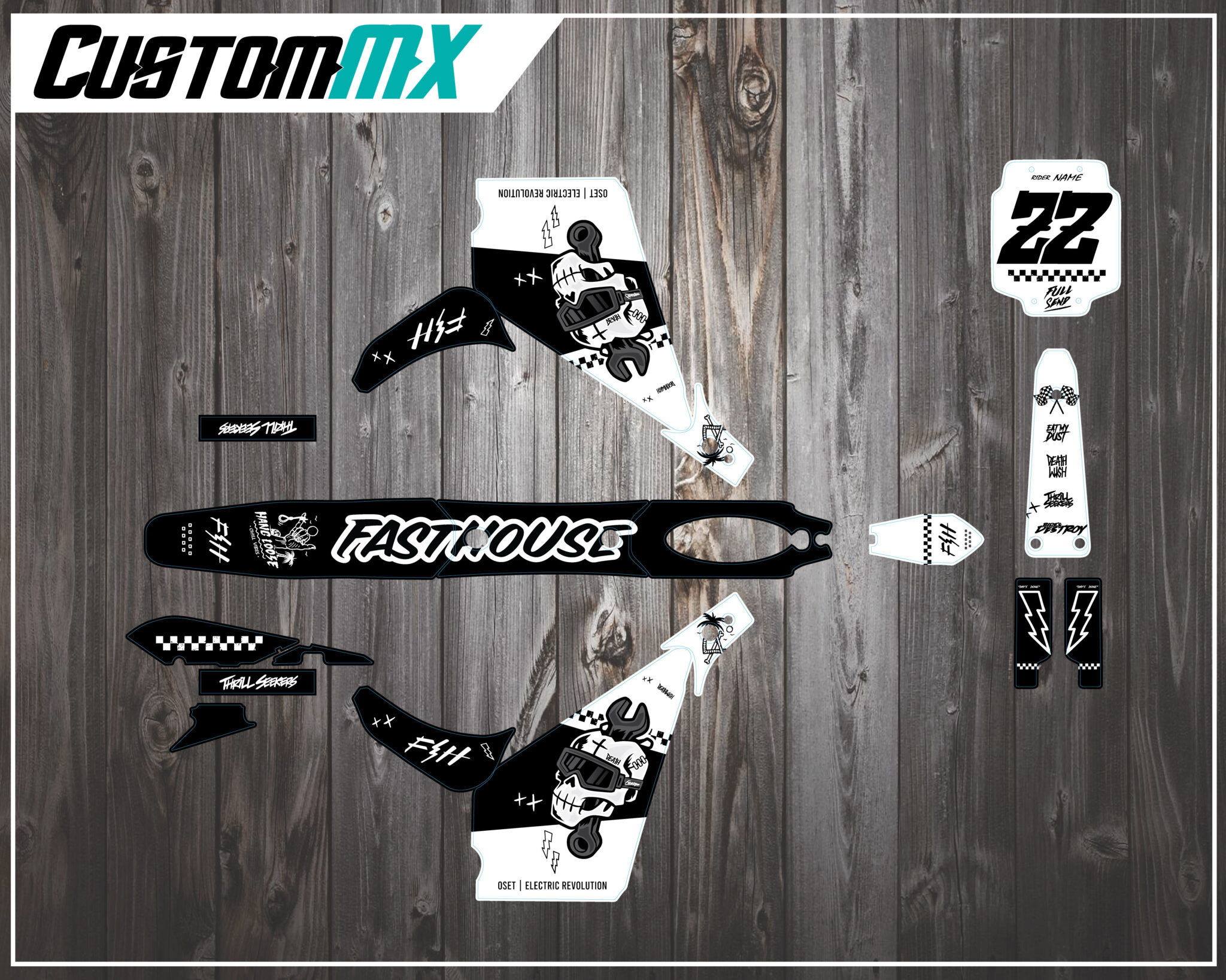 OSET 16.0 (CASABLANCA) GRAPHICS KIT DECALS ELECTRIC BIKE – Custom MX ...