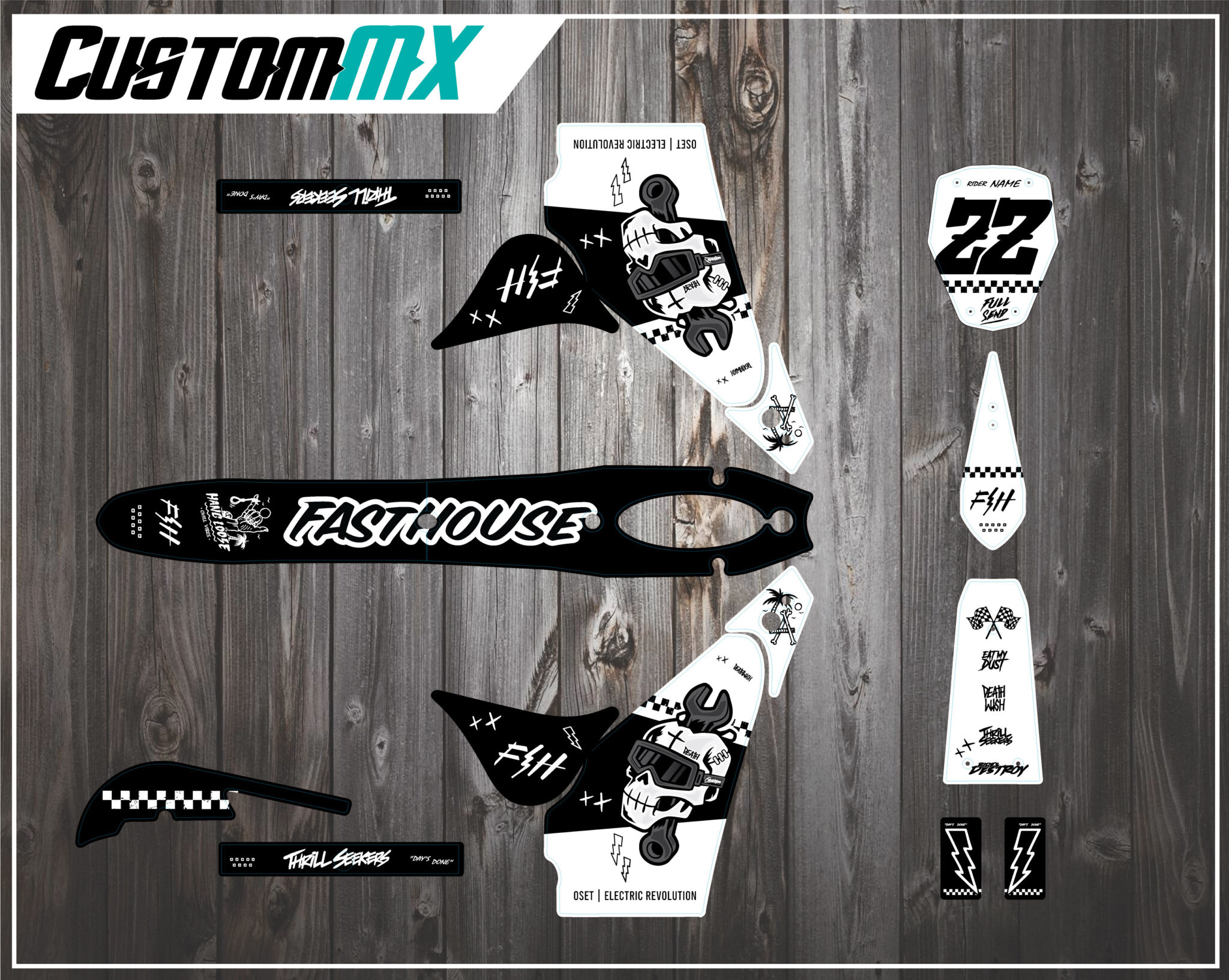 OSET 12.5 (CASABLANCA) GRAPHICS KIT DECALS ELECTRIC BIKE – Custom MX ...